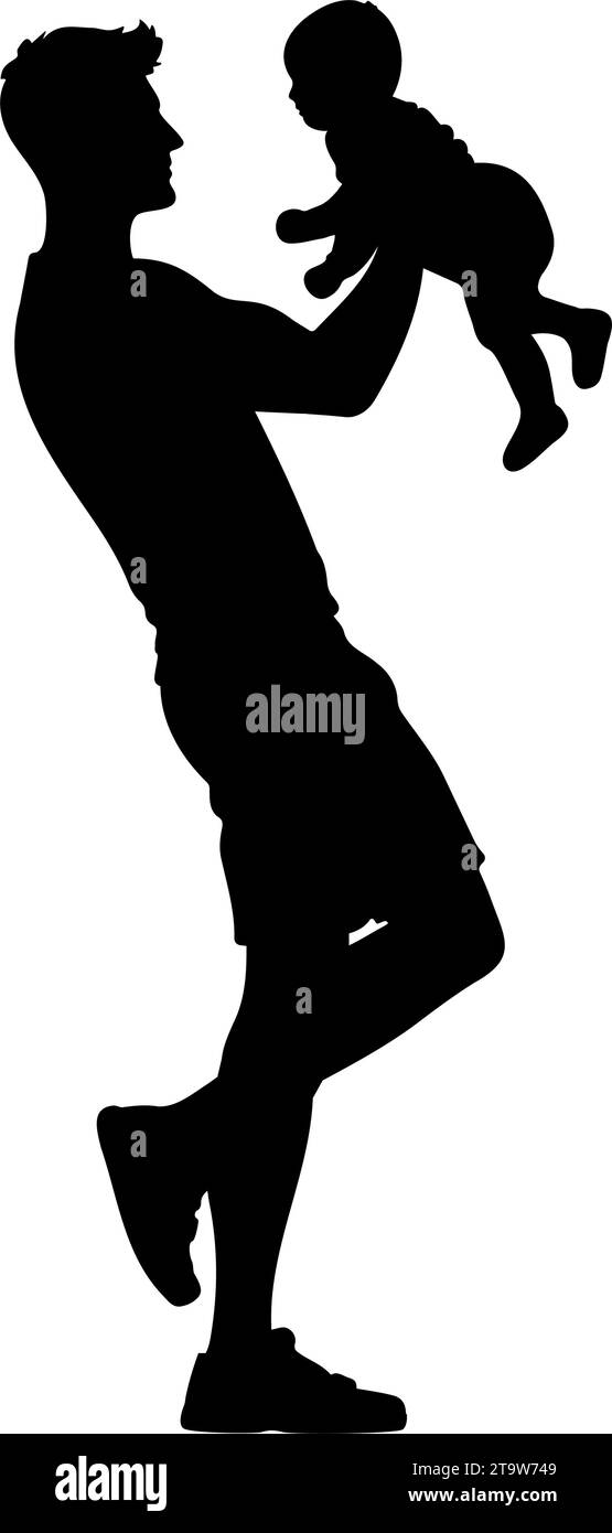 Father lifting his son silhouette. Vector illustration Stock Vector ...