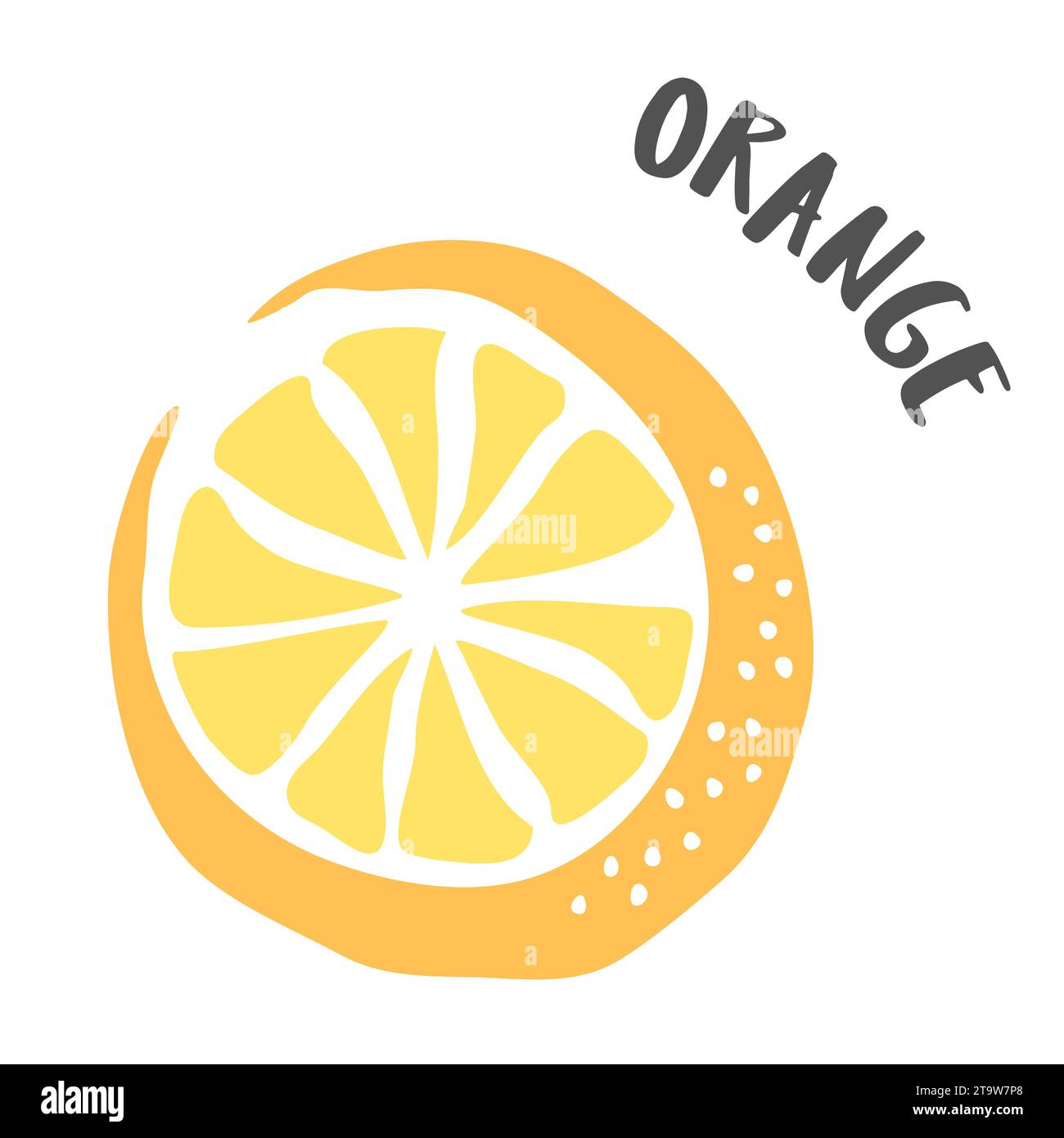 Orange drawing hand painted with ink brush isolated on white background ...