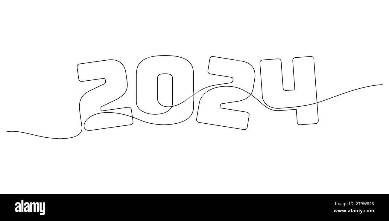 continuous line drawing 2024 beginning of the year thin line ...