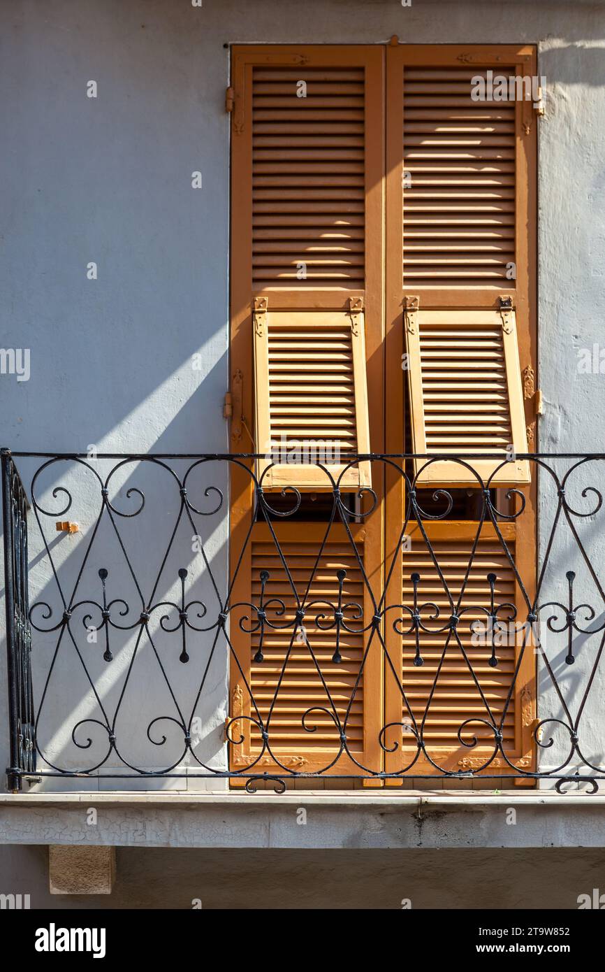Door shutters in the village of Riomaggiore in Cinque Terre, Italy ...