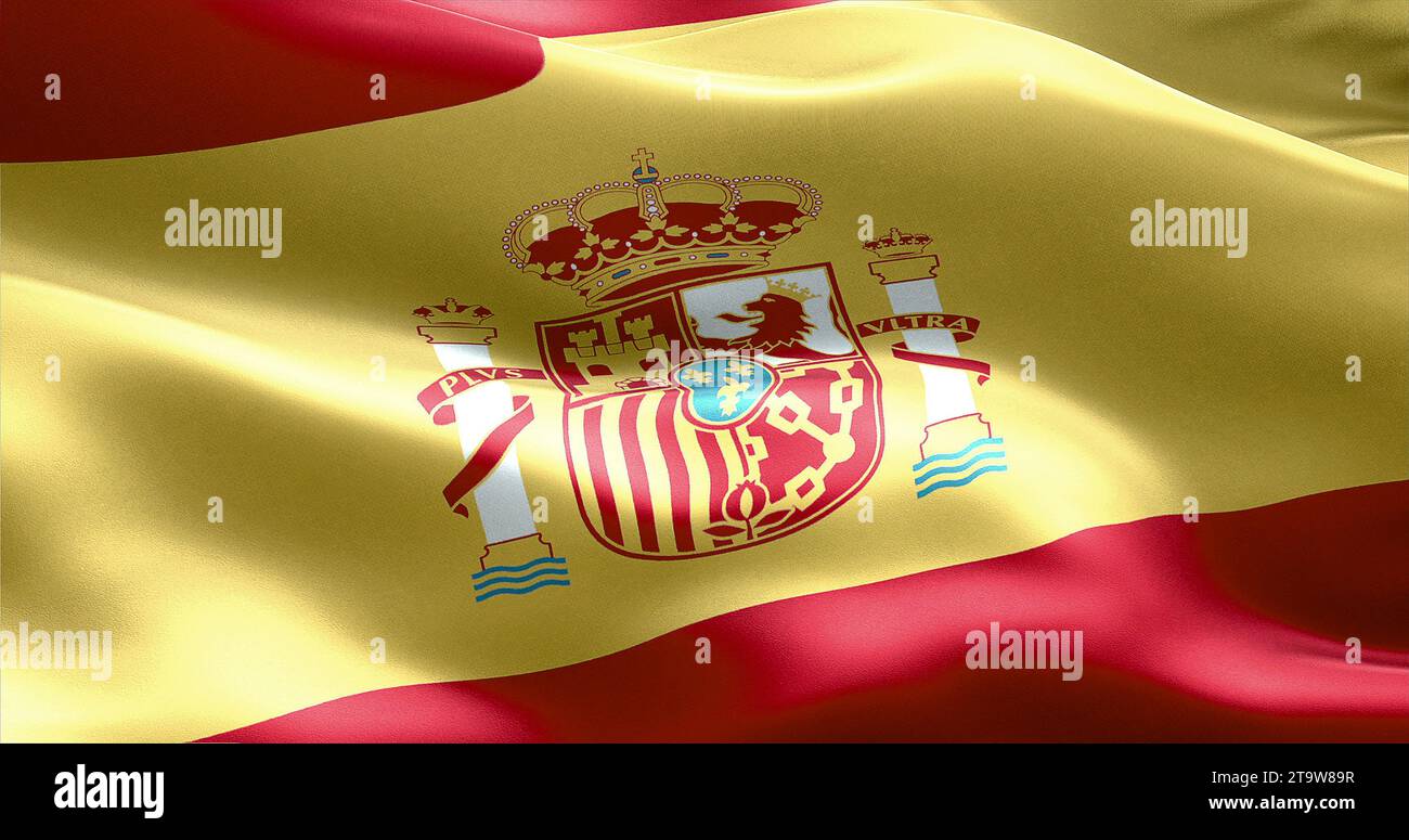 waving fabric texture of the flag with color of spain, real texture ...