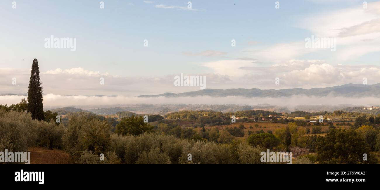 Early morning Tuscany landscape around Arezzo Stock Photo - Alamy