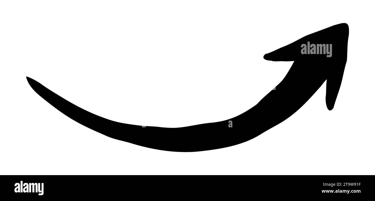 Hand painted arrow drawn with ink brush isolated on white background ...