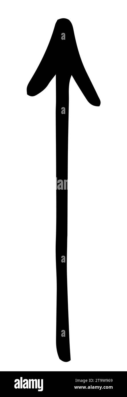 Hand painted arrow drawn with ink brush isolated on white background ...