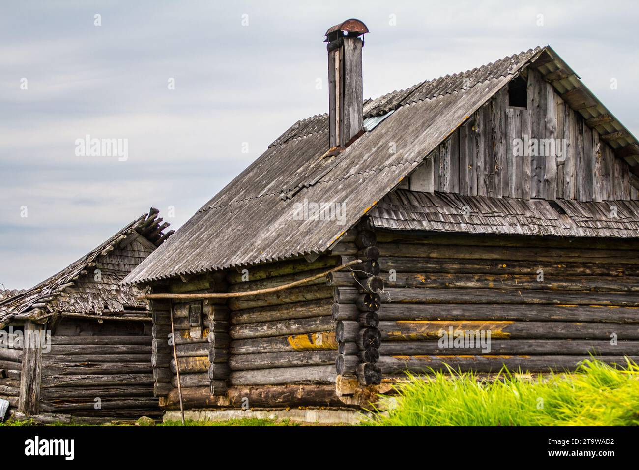 Ancient Russian wooden architecture. Russian steam bath builded from ...