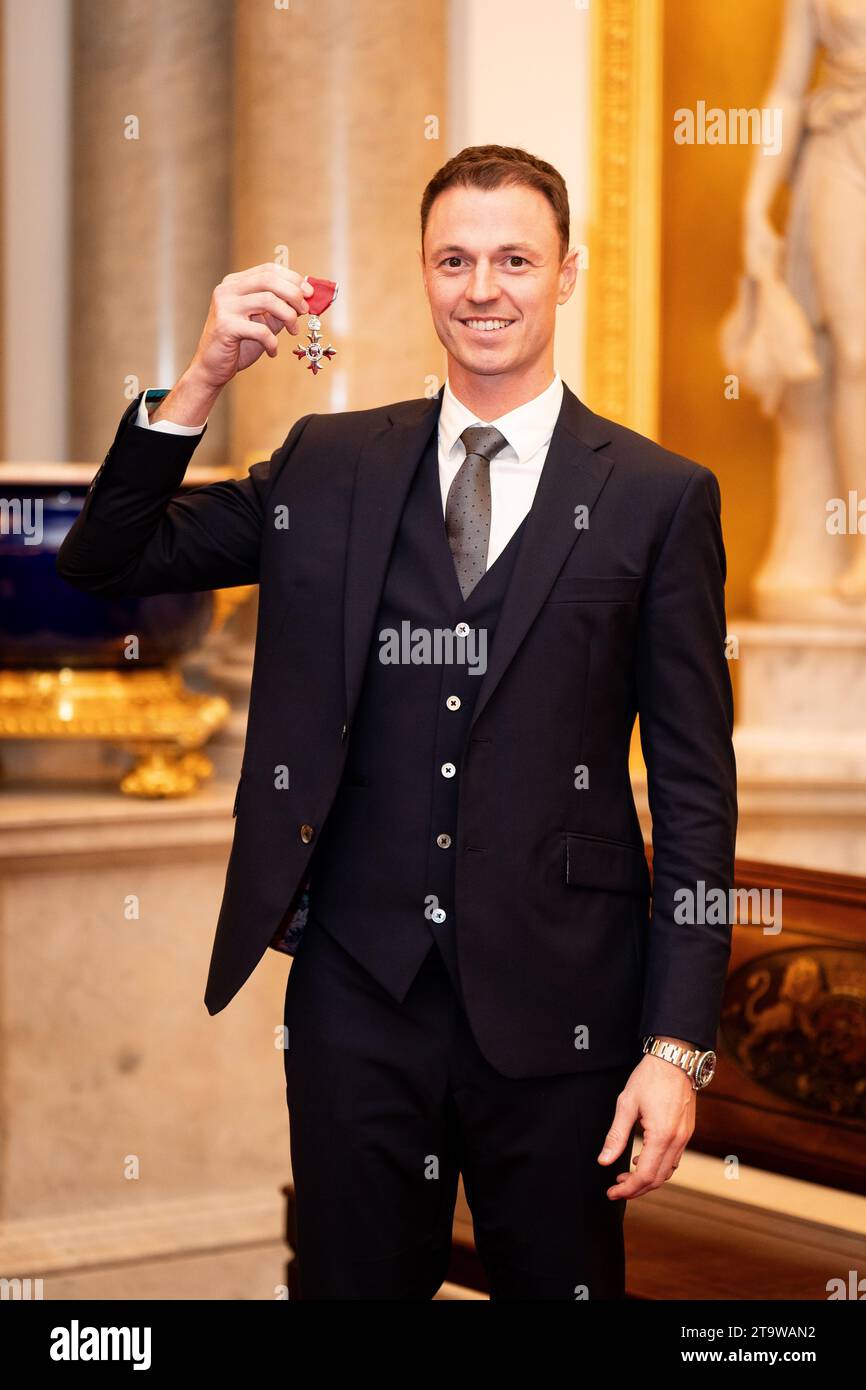 Jonathan Evans (Jonny Evans), from Hale, is made a Member of the Order of the British Empire by ...