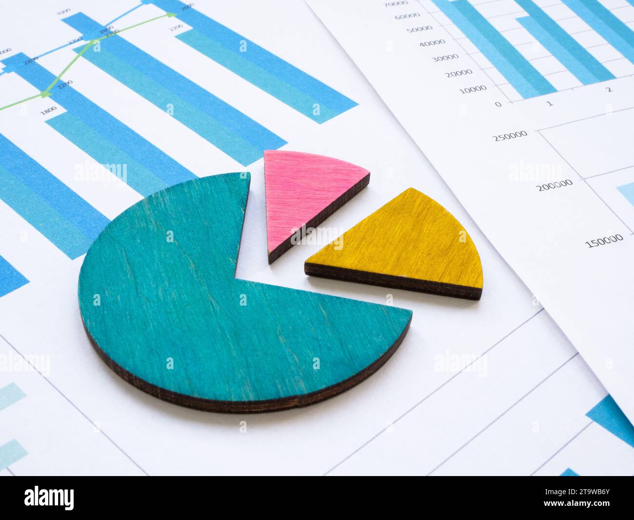 Papers with graphs and chart as symbol of segmentation analysis Stock ...
