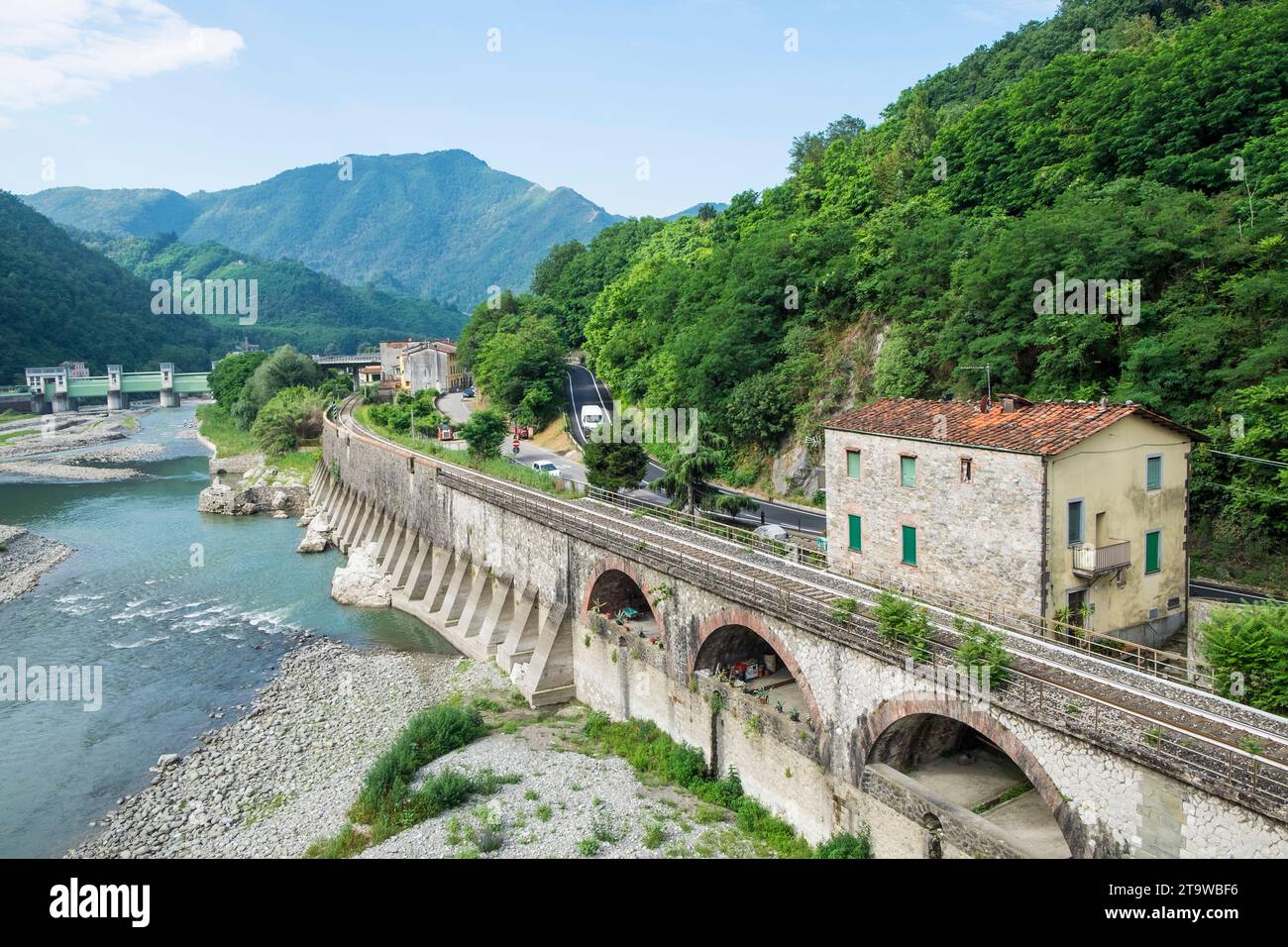 Italy, Tuscany, Borgo a Mozzano, Serchio river Stock Photo - Alamy