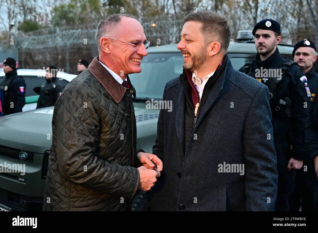 Roszke, Hungary. 27th Nov, 2023. Austrian Interior Minister Gerhard ...
