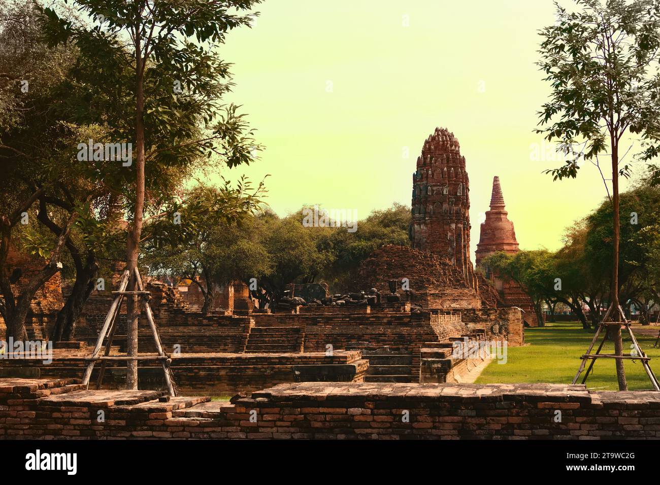 Ruins of Buddhist ancient shikhara, dagoba, stupa in southern Thailand ...