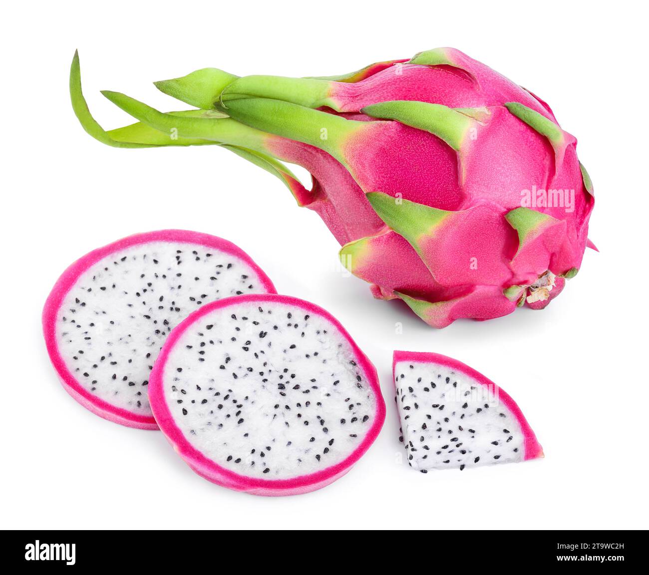 slice of Ripe Dragon fruit, Pitaya or Pitahaya isolated on white ...