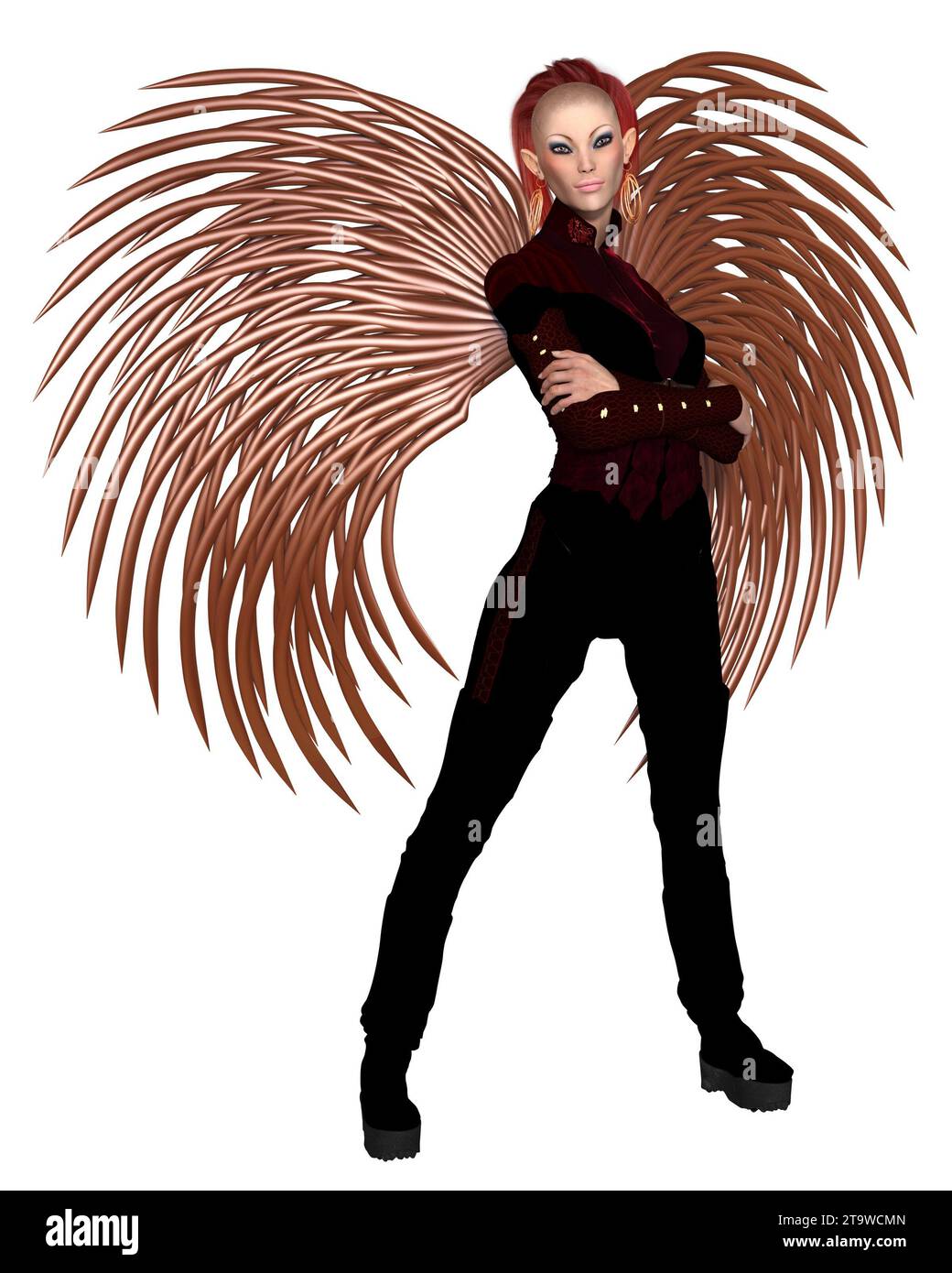 Science Fiction Fairy with Metallic Wings, Side View Stock Photo - Alamy