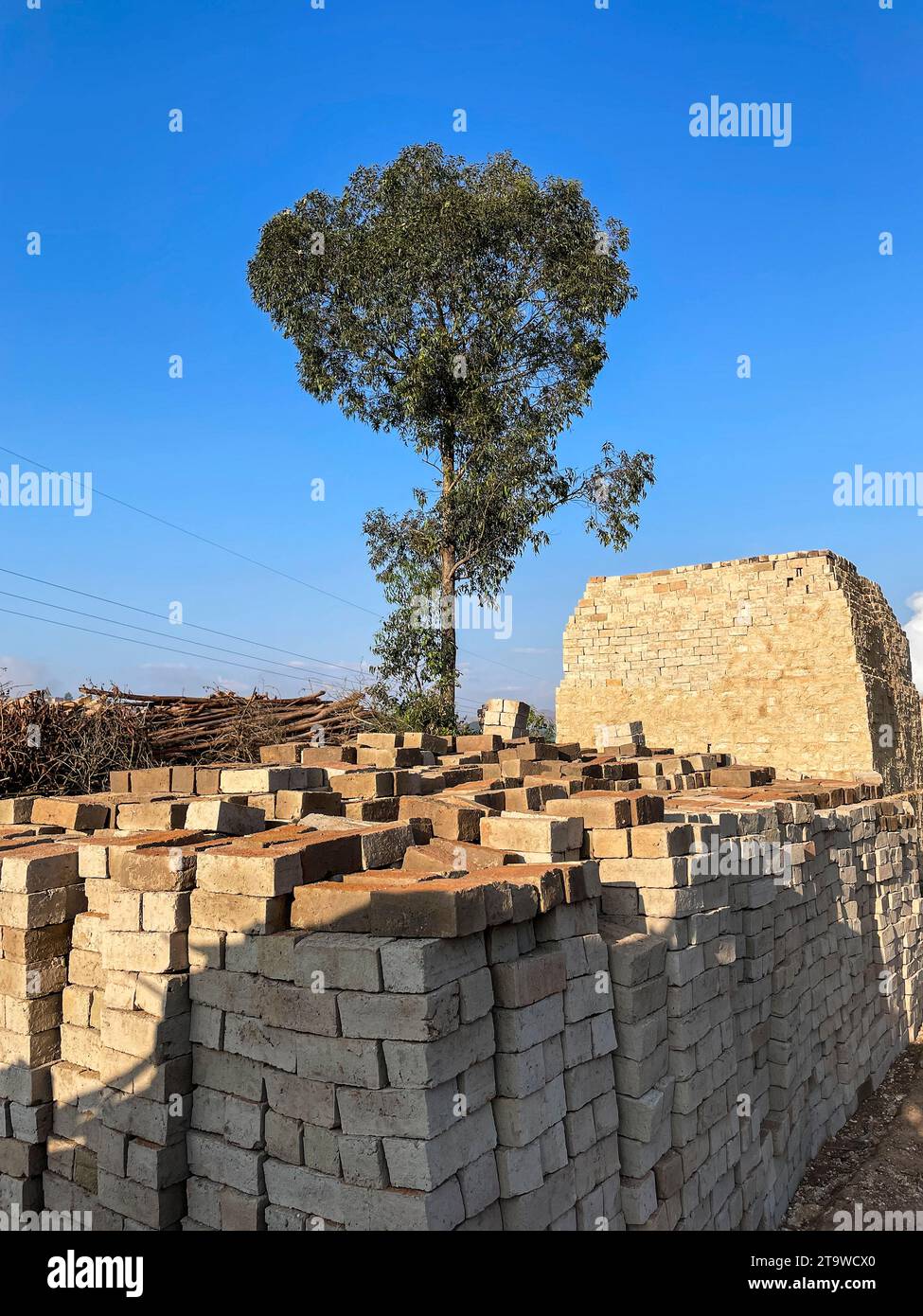 Madagascar, surroundings of Ambositra, brick making and firing Stock ...