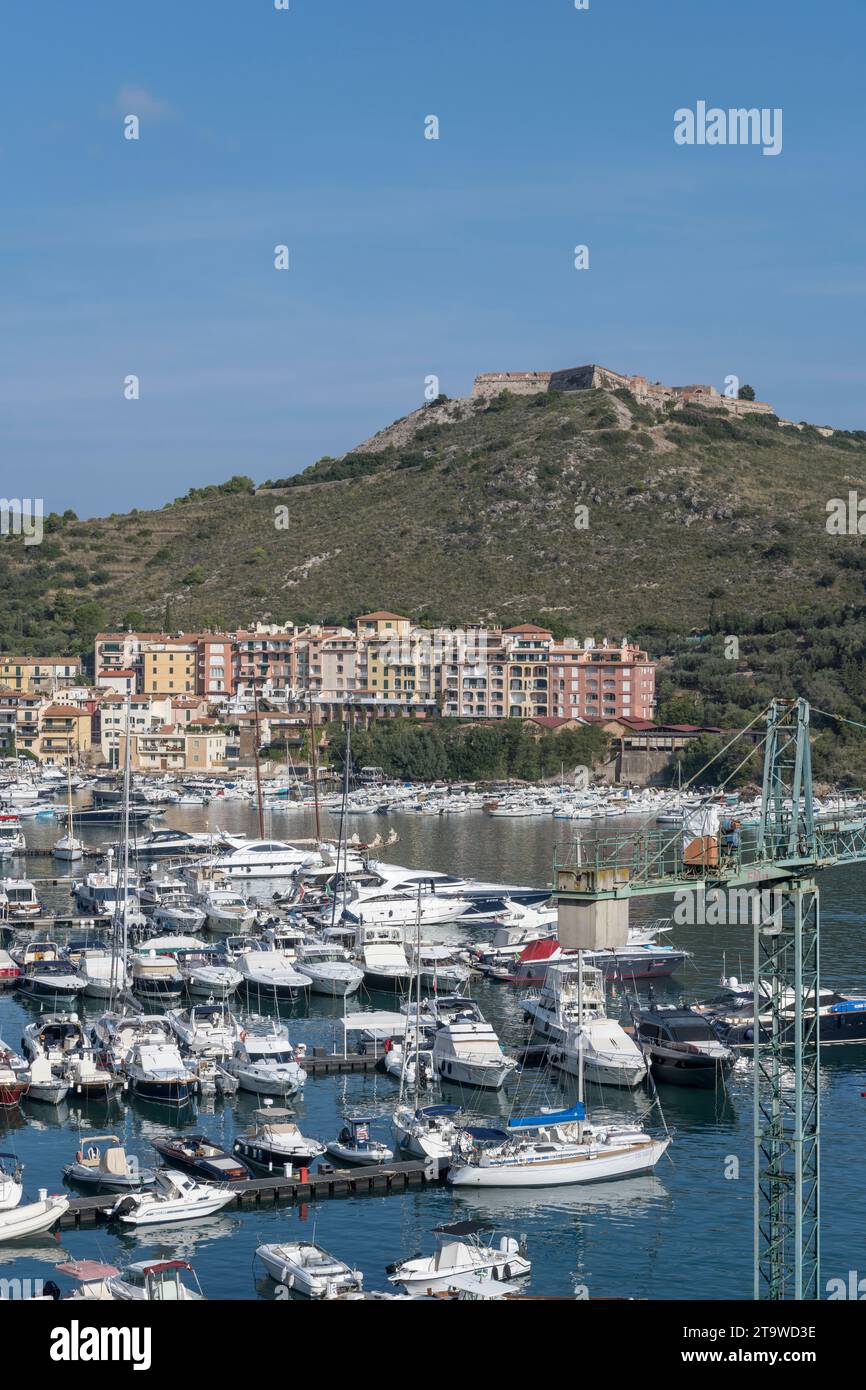 PORTO ERCOLE,2023 oct 05: cityscape with Forte Filippo fortress ...