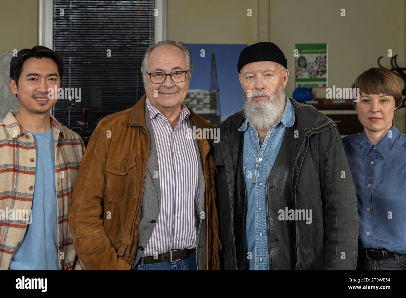 Am Filmset Rentnercops am 27. November 2023. Im Bild von links nach ...