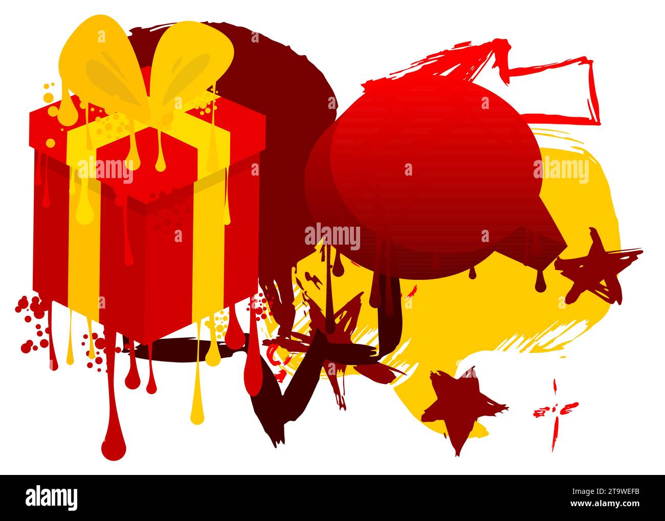 Graffiti Gift box with speech bubble. Holiday modern messaging sign ...