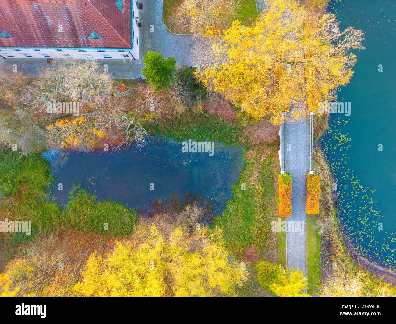 Beautiful travel or tourism style look down aerial of pedestrian foot ...