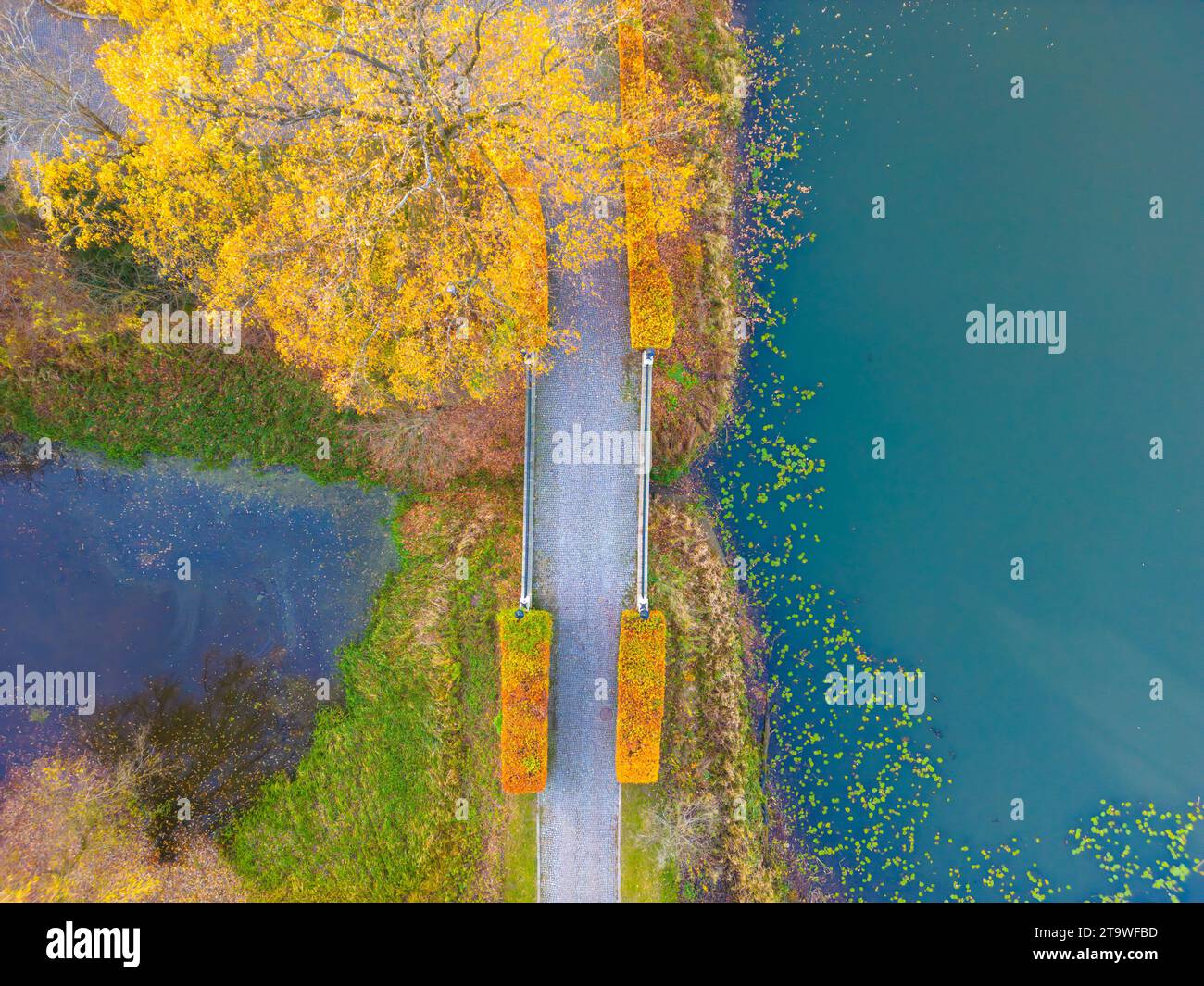 Beautiful travel or tourism style look down aerial of pedestrian foot ...