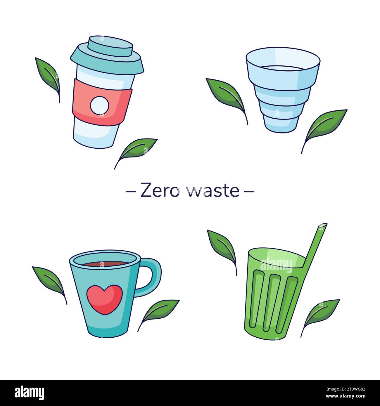 Set of eco friendly tableware items - reusable juice mug, reusable ...