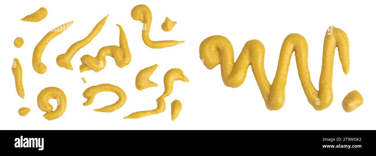 Mustard sauce isolated on white background. Top view. Flat lay Stock ...