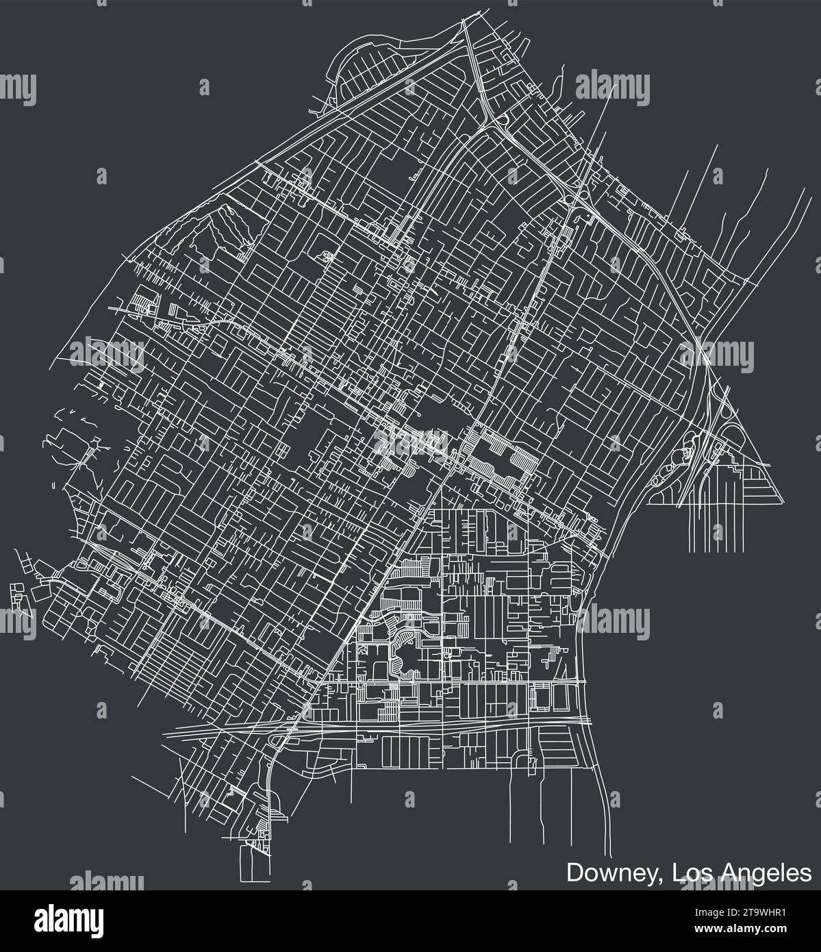 Street roads map of the CITY OF DOWNEY, LOS ANGELES CITY COUNCIL Stock ...