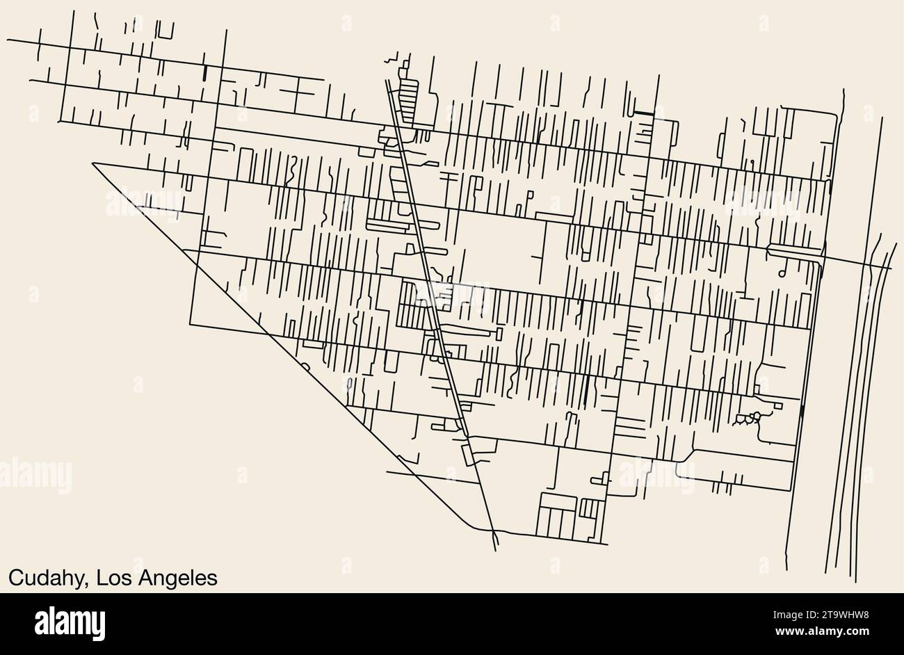 Street roads map of the CITY OF CUDAHY, LOS ANGELES CITY COUNCIL Stock ...