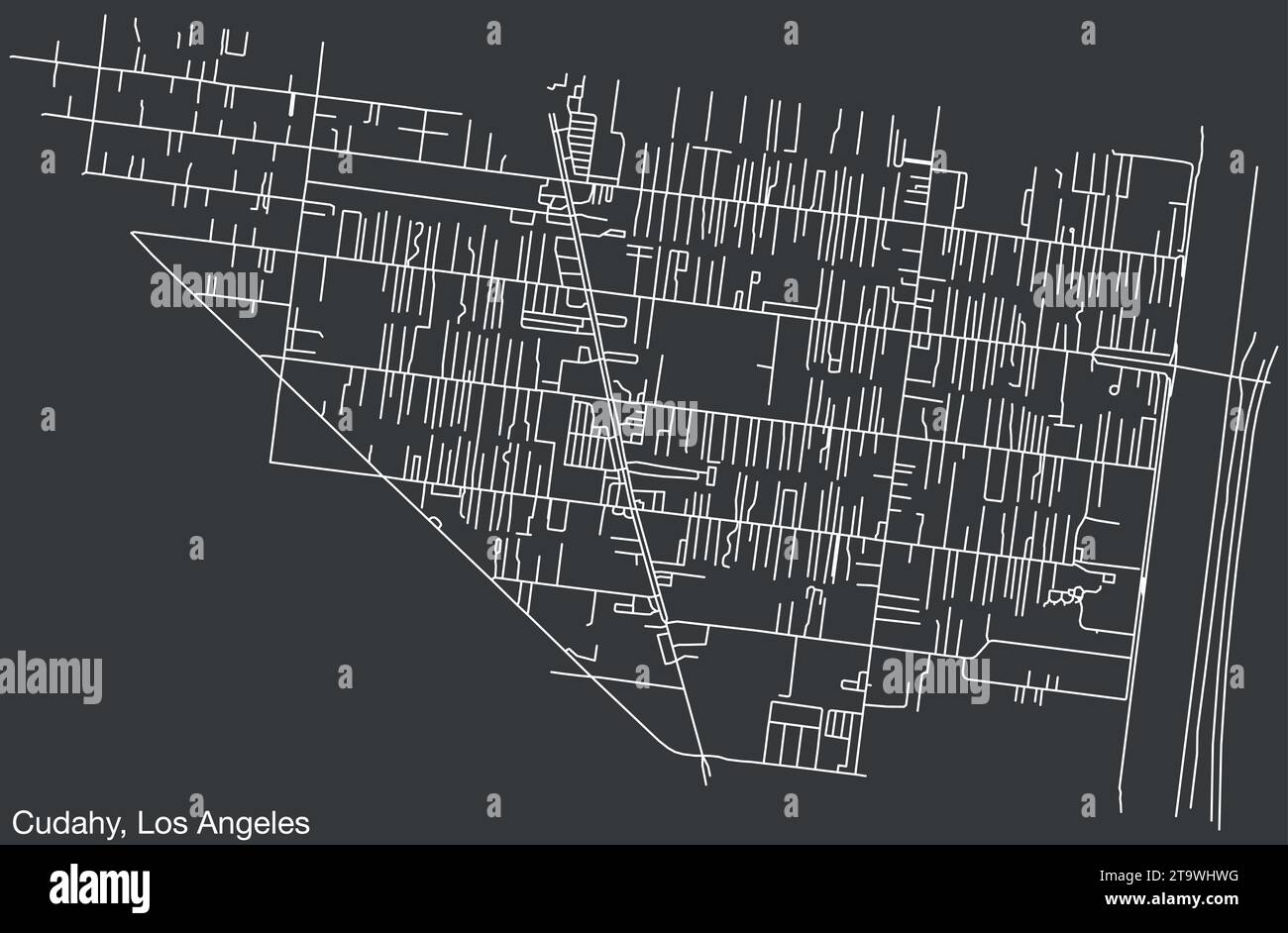 Street roads map of the CITY OF CUDAHY, LOS ANGELES CITY COUNCIL Stock ...