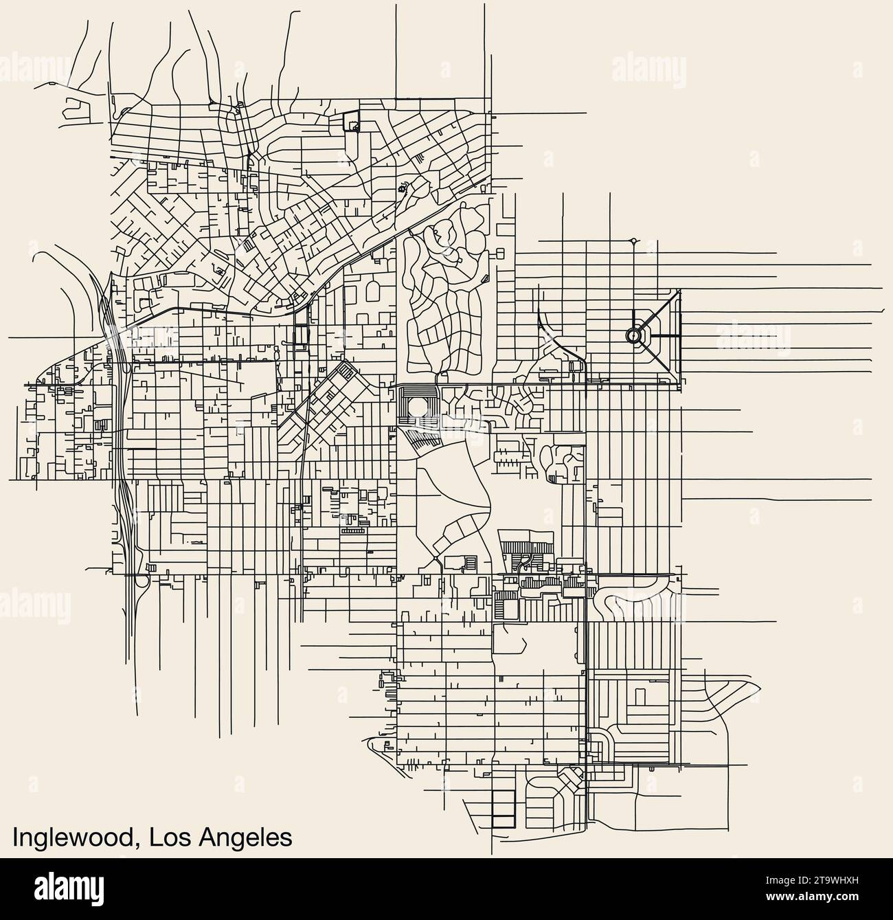Street roads map of the CITY OF INGLEWOOD , LOS ANGELES CITY COUNCIL ...