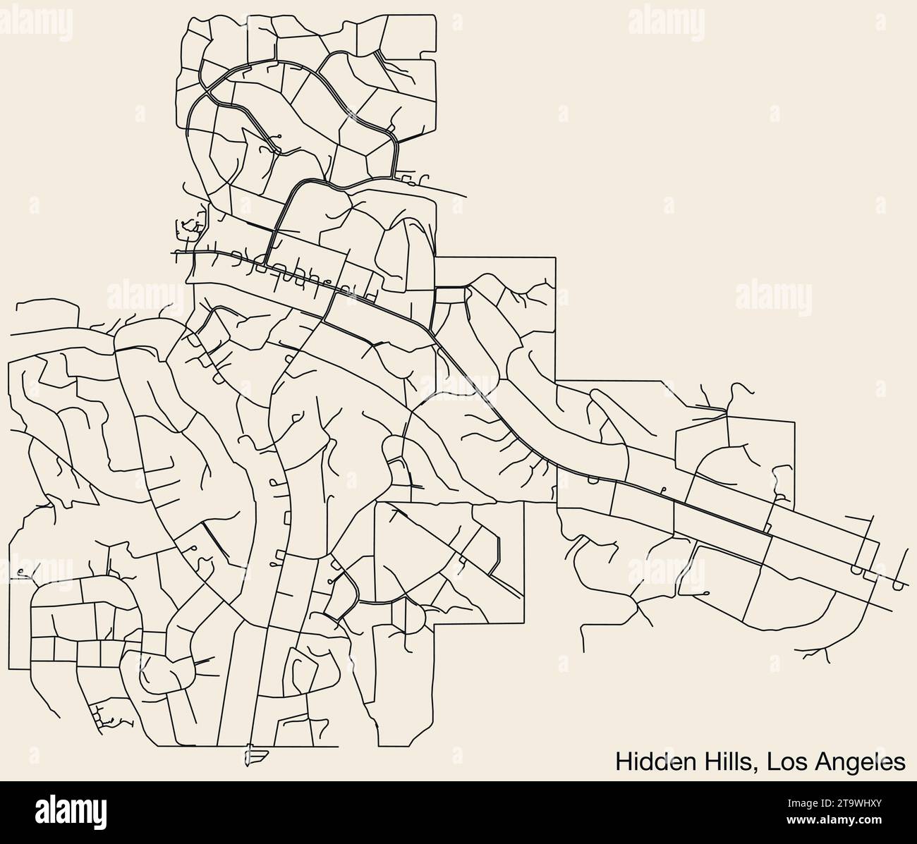 Street Roads Map Of The City Of Hidden Hills Los Angeles City Council Stock Vector Image And Art