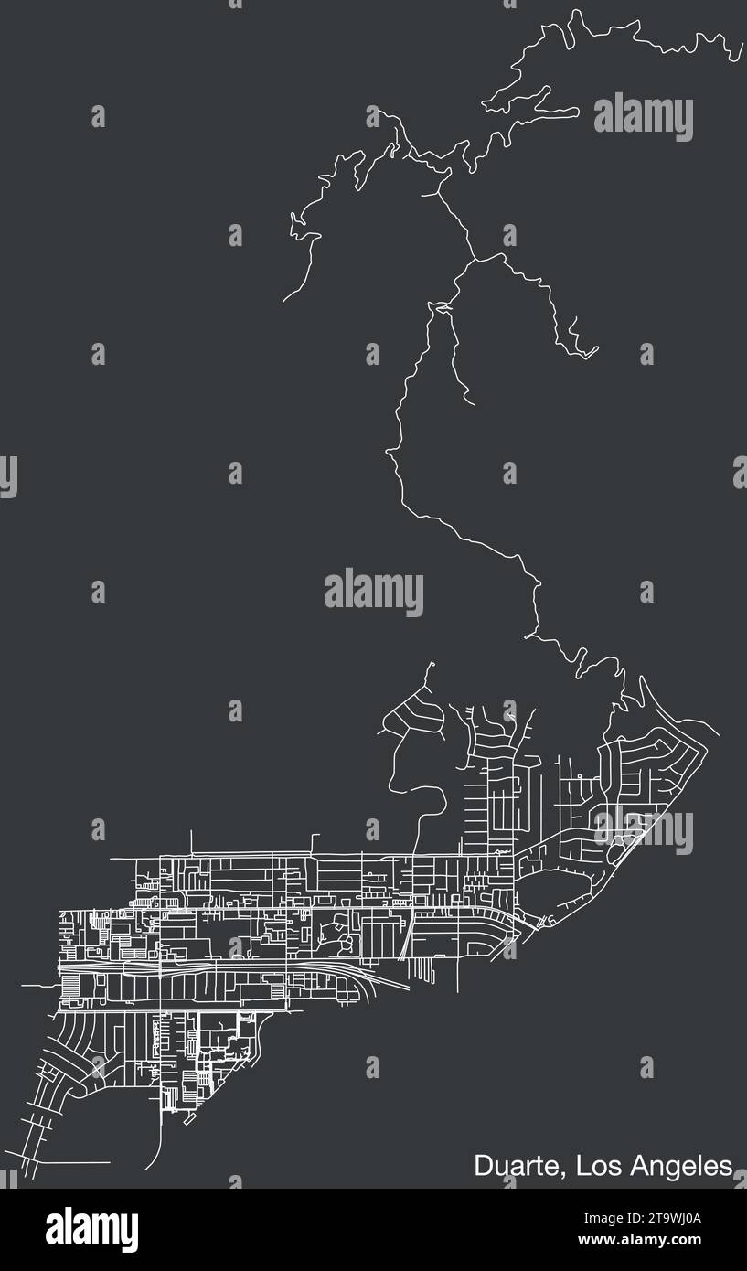 Street roads map of the CITY OF DUARTE, LOS ANGELES CITY COUNCIL Stock ...