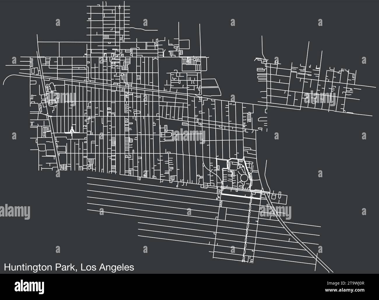 Street roads map of the CITY OF HUNTINGTON PARK, LOS ANGELES CITY ...