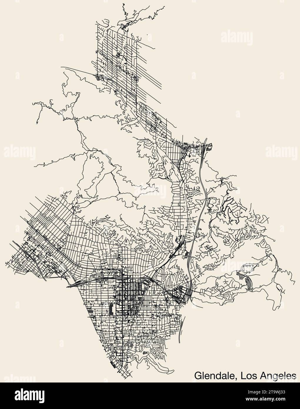 Street roads map of the CITY OF GLENDALE, LOS ANGELES CITY COUNCIL ...