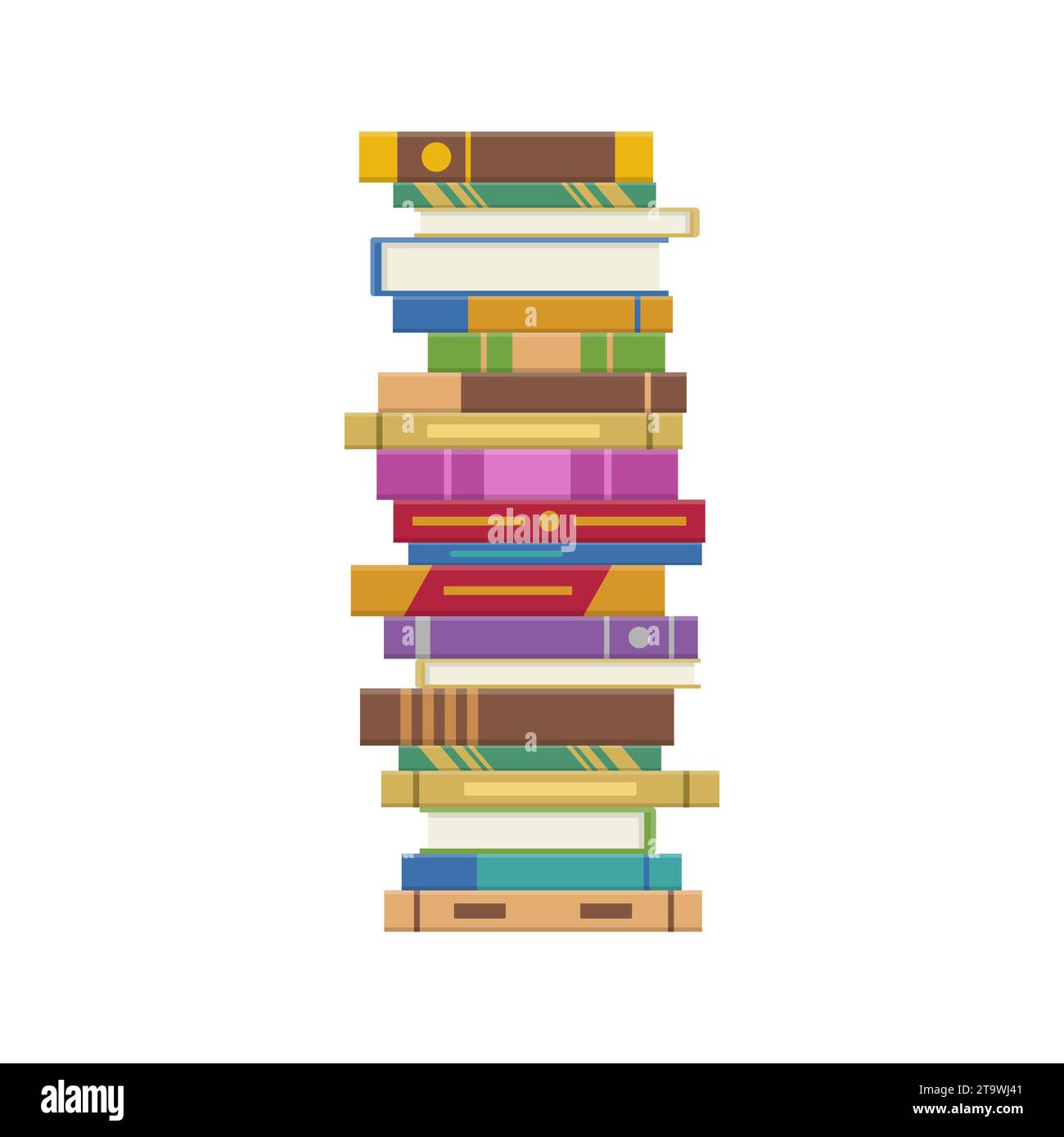 Pile of books isolated on white background. Stack of different books in ...