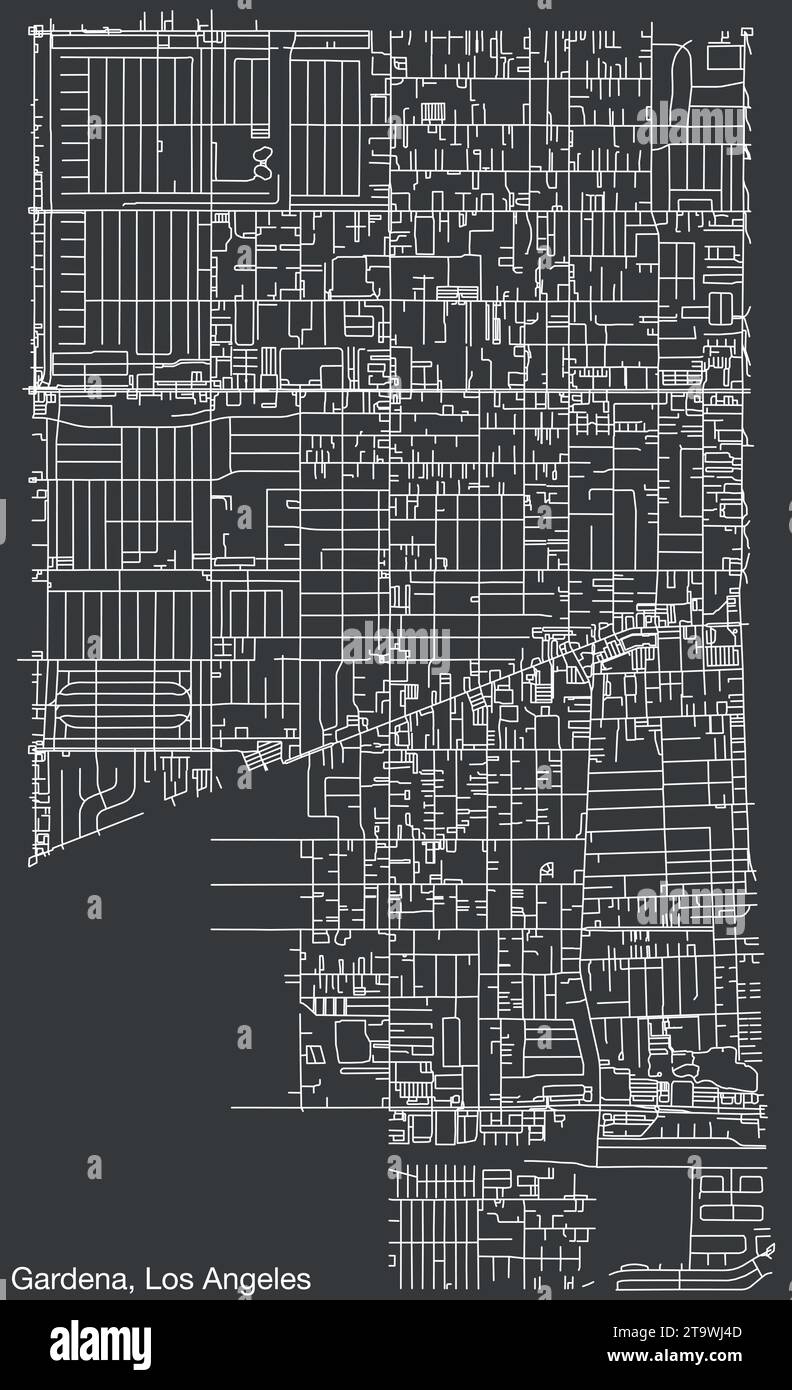 Street roads map of the CITY OF GARDENA, LOS ANGELES CITY COUNCIL Stock ...