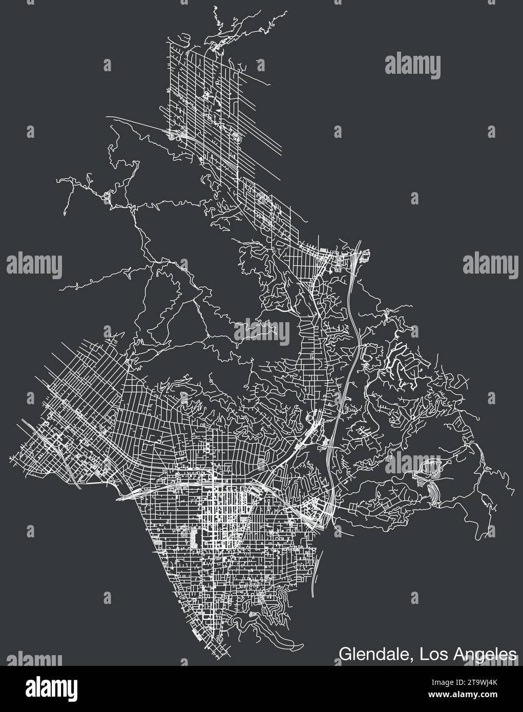 Street roads map of the CITY OF GLENDALE, LOS ANGELES CITY COUNCIL ...