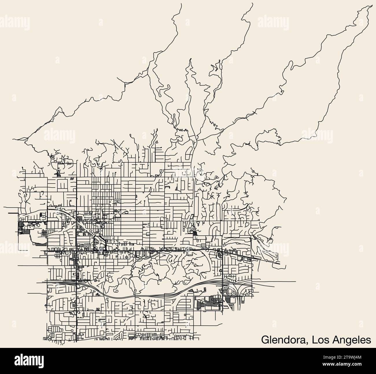 Street roads map of the CITY OF GLENDORA, LOS ANGELES CITY COUNCIL ...