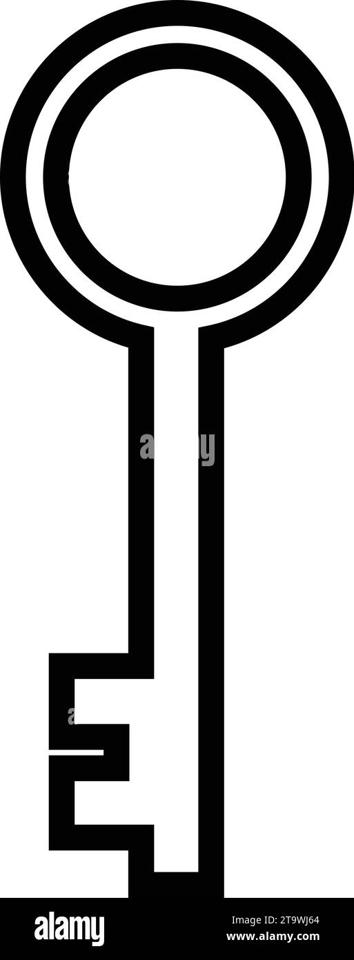 Key icon symbol line style. Door or house key to unlock lock. Security ...
