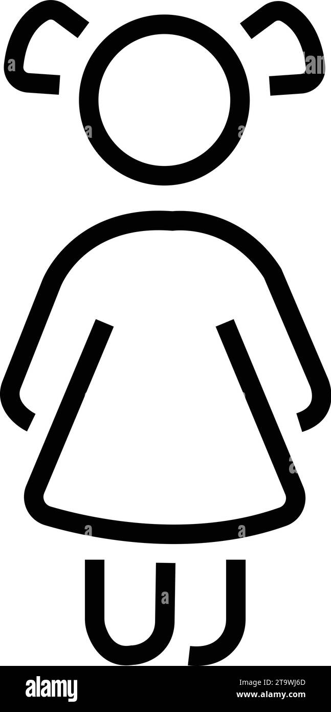 Kid girl line icon. children outline symbol. Baby young girl in line ...