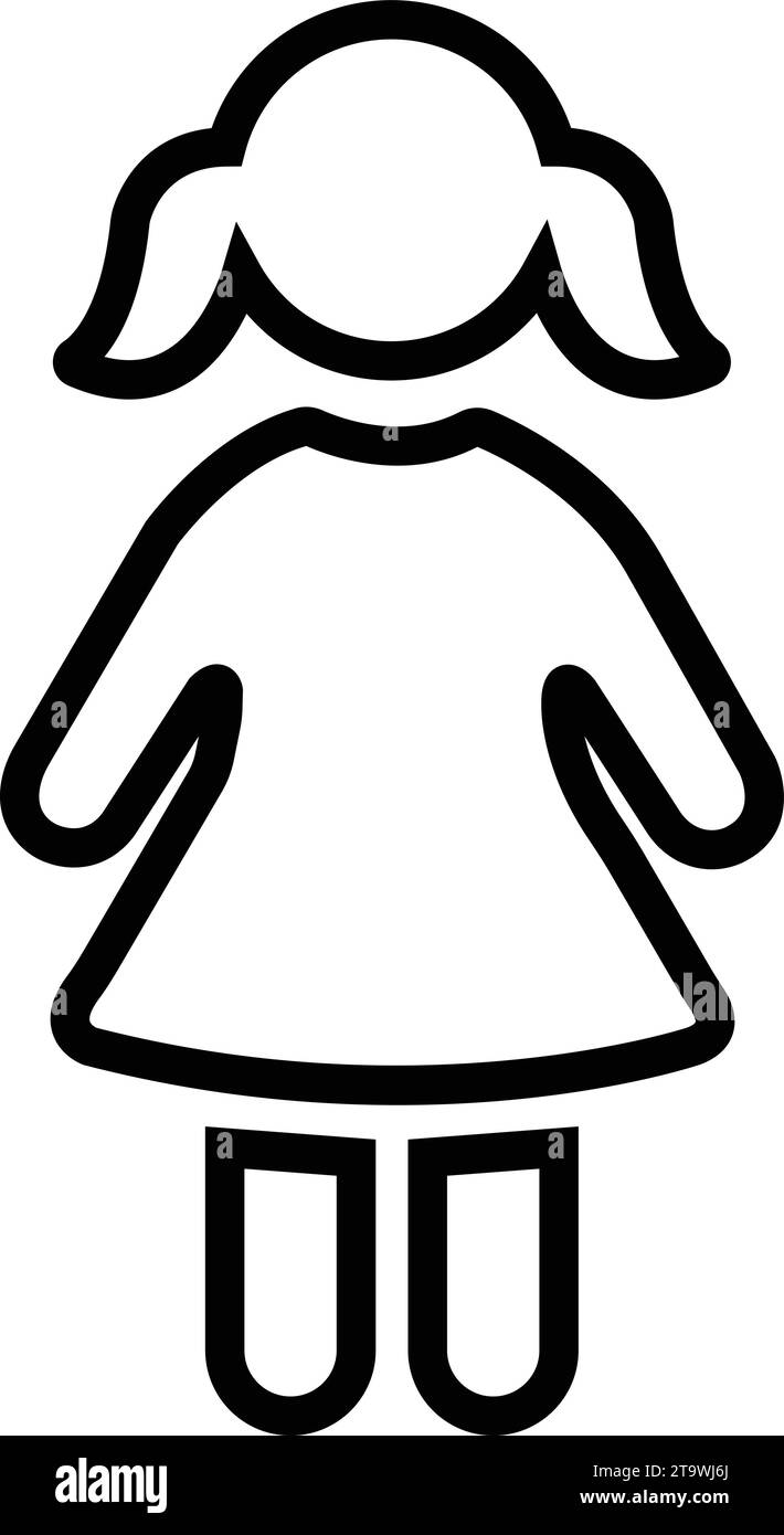 Kid girl line icon. children outline symbol. Baby young girl in line ...