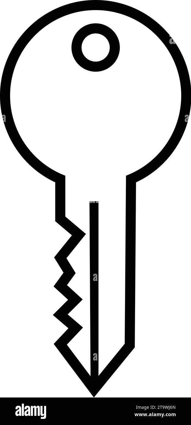 Key icon symbol line style. Door or house key to unlock lock. Security ...