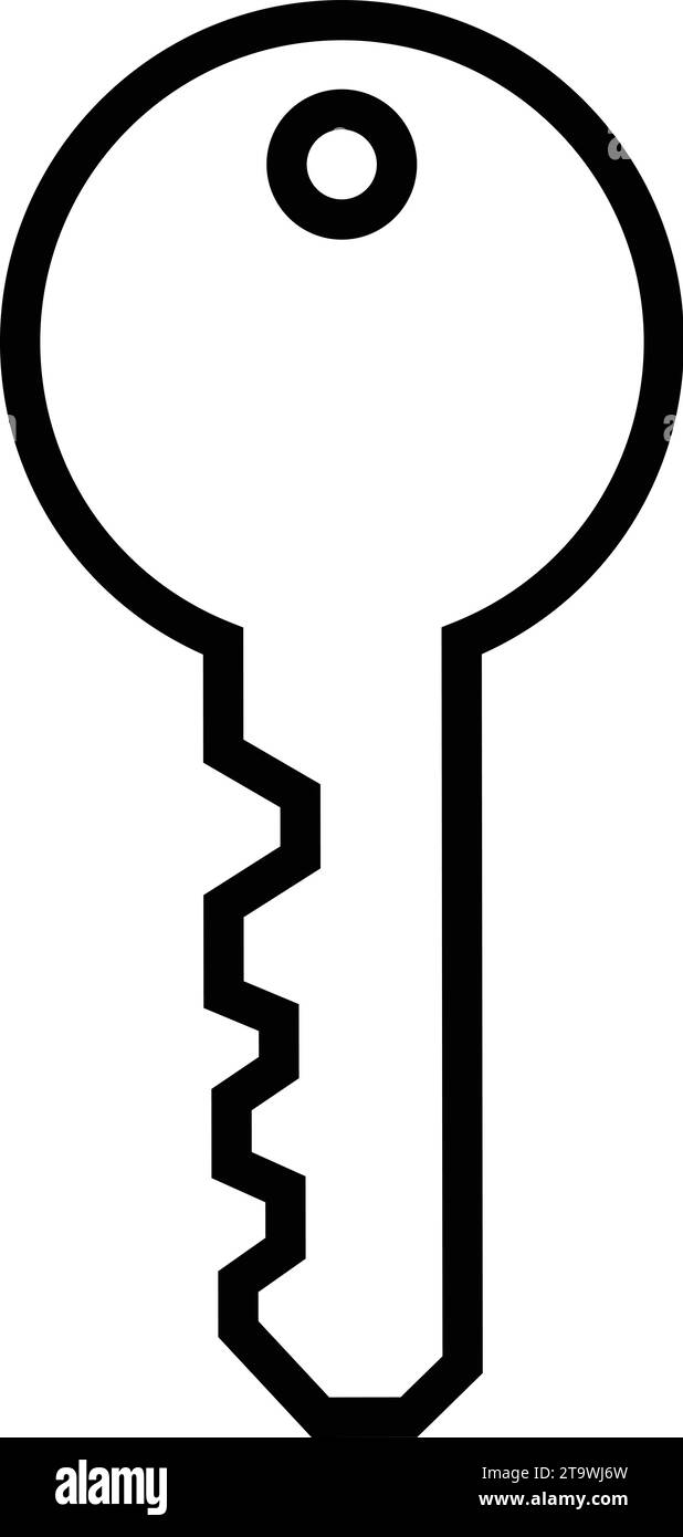 Key icon symbol line style. Door or house key to unlock lock. Security ...
