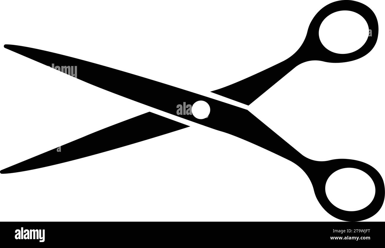 Scissor sign. Flat icon style. Scissors black on transparent background ...