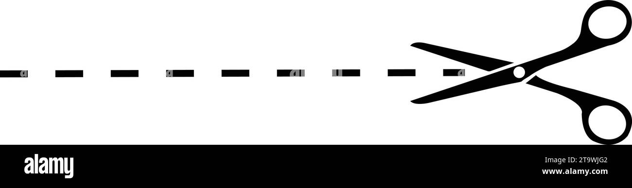 Scissor with cut or dotted line. flat icon style. Scissors black on ...