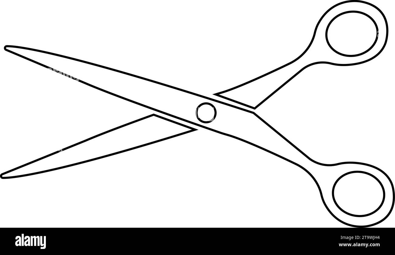 Scissor sign. Line or outline icon style. Scissors black on transparent ...