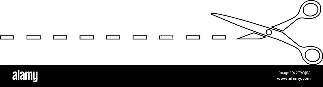 Scissor with cut or dotted line. Line or outline icon style. Scissors ...