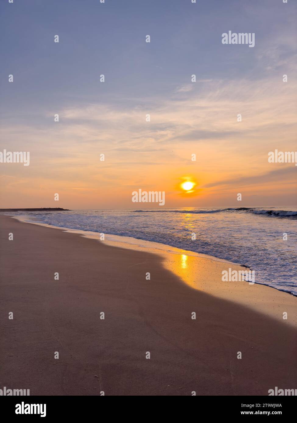 Landscape of Furadouro beach, Portugal at sunset Stock Photo - Alamy