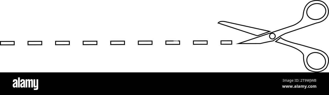 Scissor with cut or dotted line. Line or outline icon style. Scissors ...