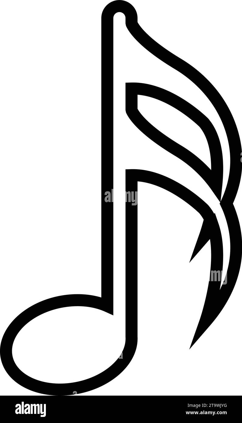 Music note line icon, Music key symbol. song bites. sound tone notes ...