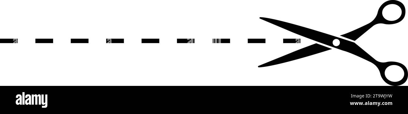 Scissor with cut or dotted line. flat icon style. Scissors black on ...