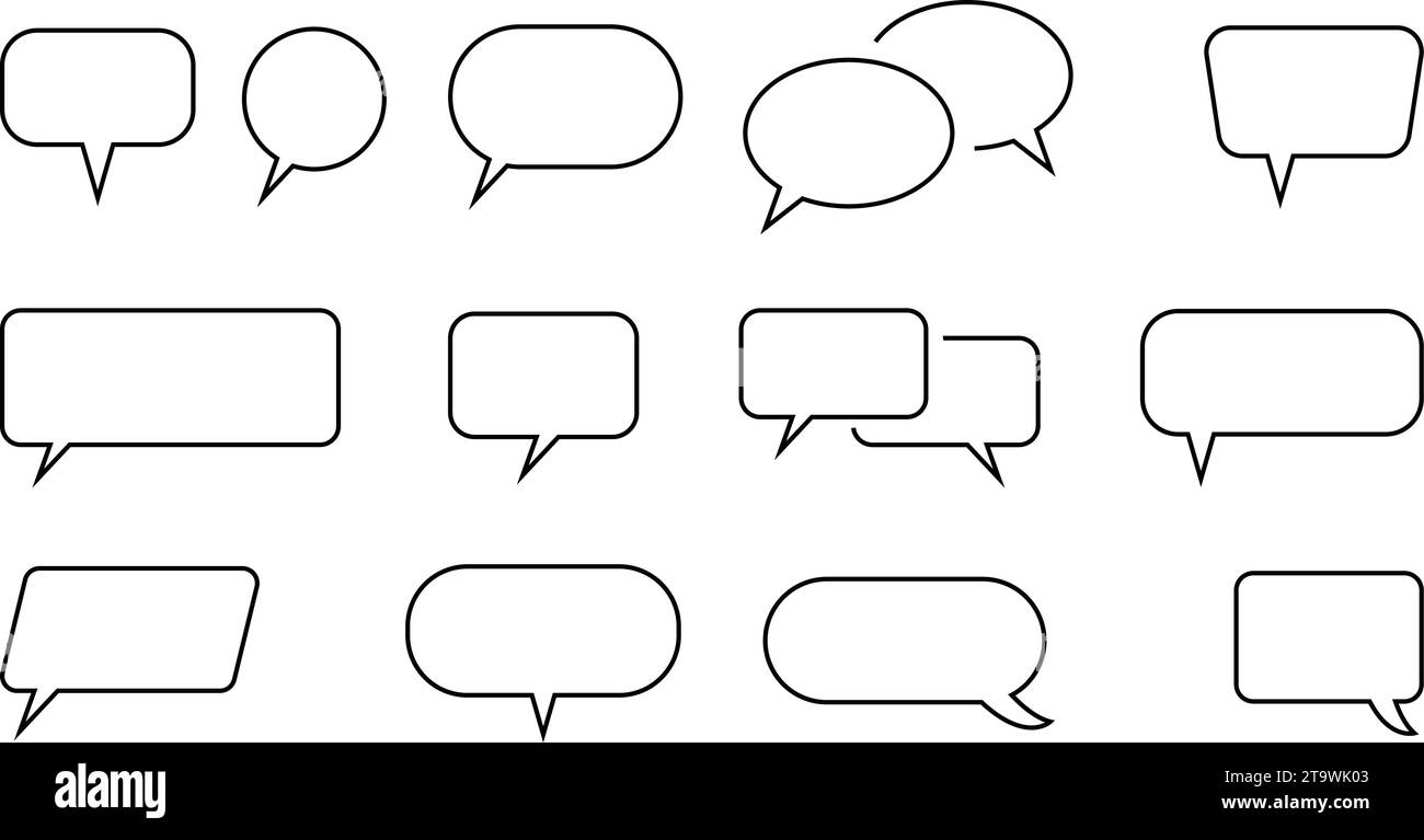 Line Speech Bubble Set Talk Bubble Group Speak Bubble Text Chatting Box Collection Empty